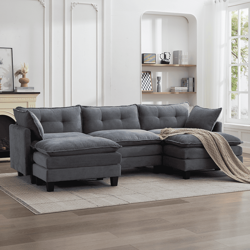 AIKEMING 112" U-Shaped Cloud Couch, Oversized Modular Sectional Sofa ...