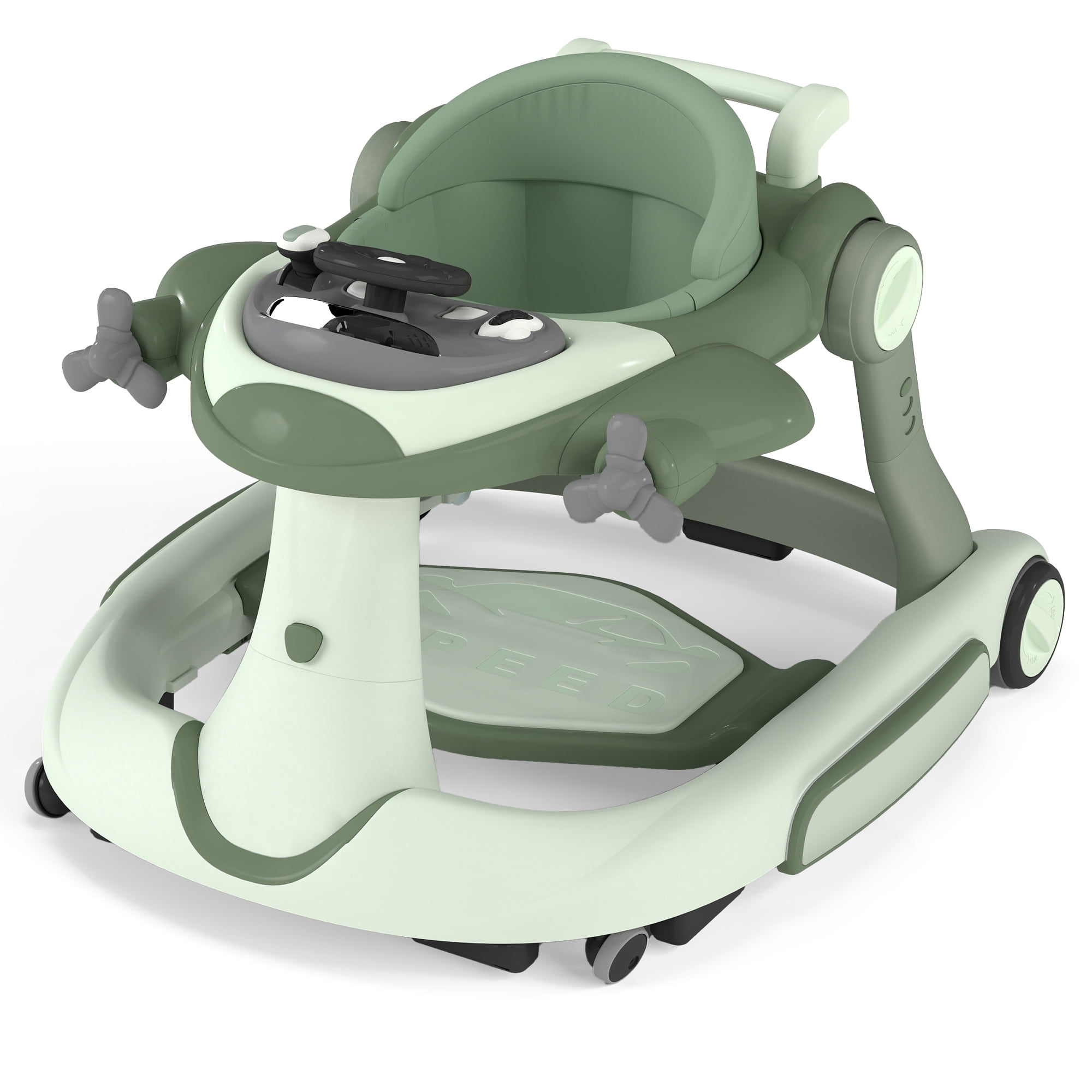 AILEEKISS 5-in-1 Musical Baby Walker with Wheels, Foldable Baby Walker ...