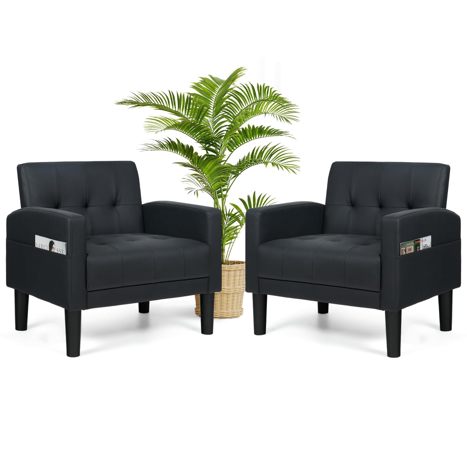 AILEEKISS Accent Chairs Set of 2 for Living Room, Upholstered Comfy ...