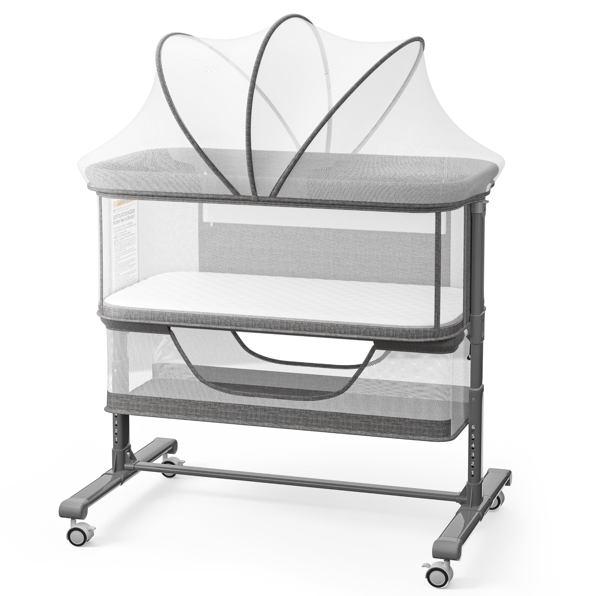 AILEEKISS Baby Bassinet Bedside Sleeper, Adjustable Heights, Mesh Sides ...