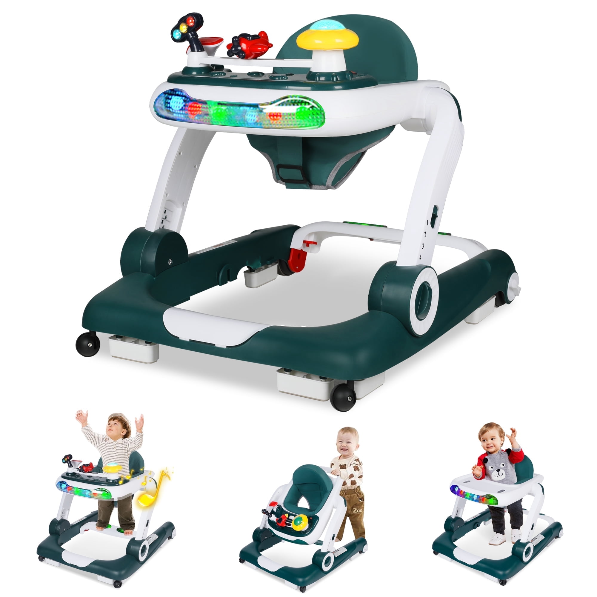 AILEEKISS Musical Baby Walker with Wheels, Activity Center Toddler ...