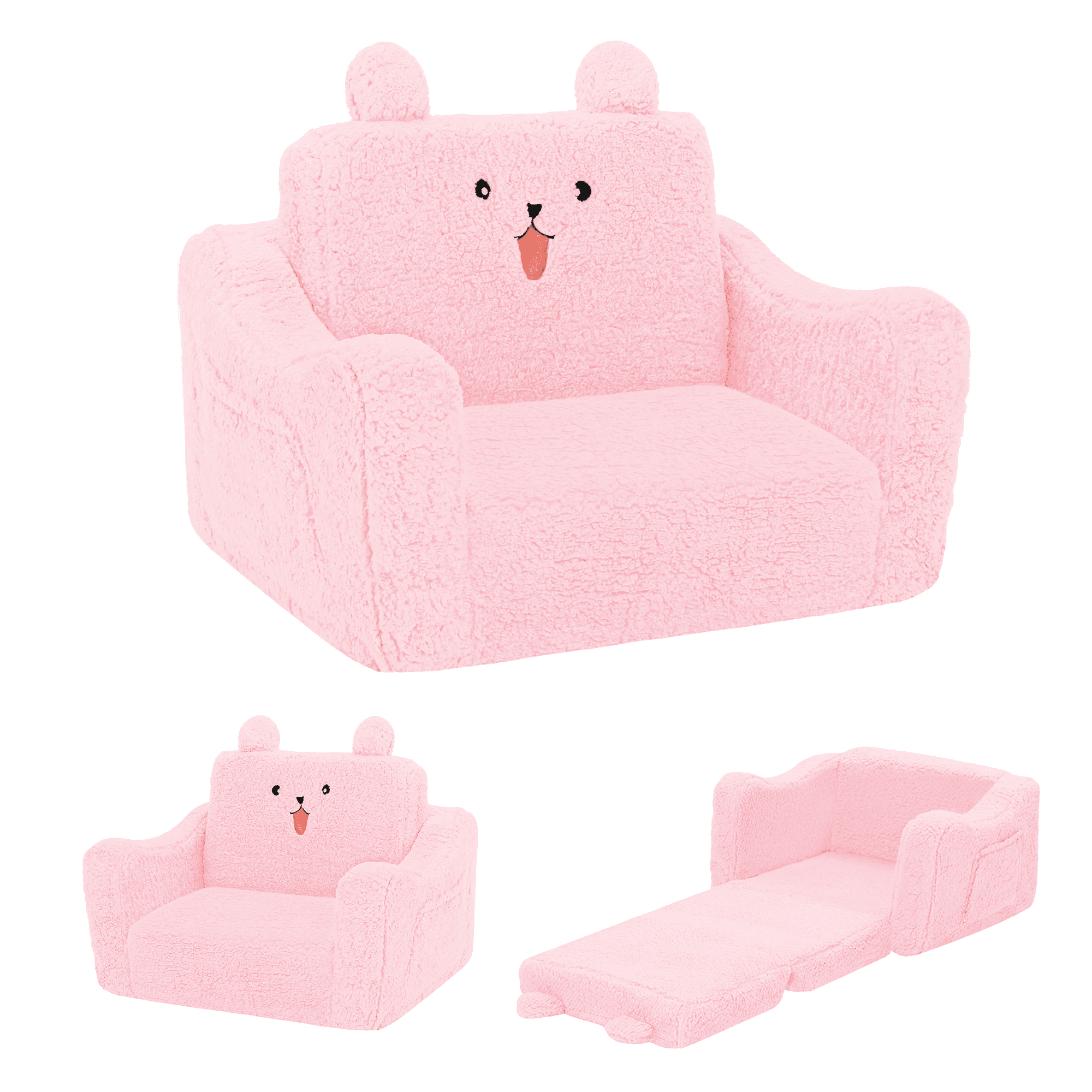 AILEEKISS Toddler Sofa Chair, 2-in-1 Foldable Kids Couch Bed, Pink ...