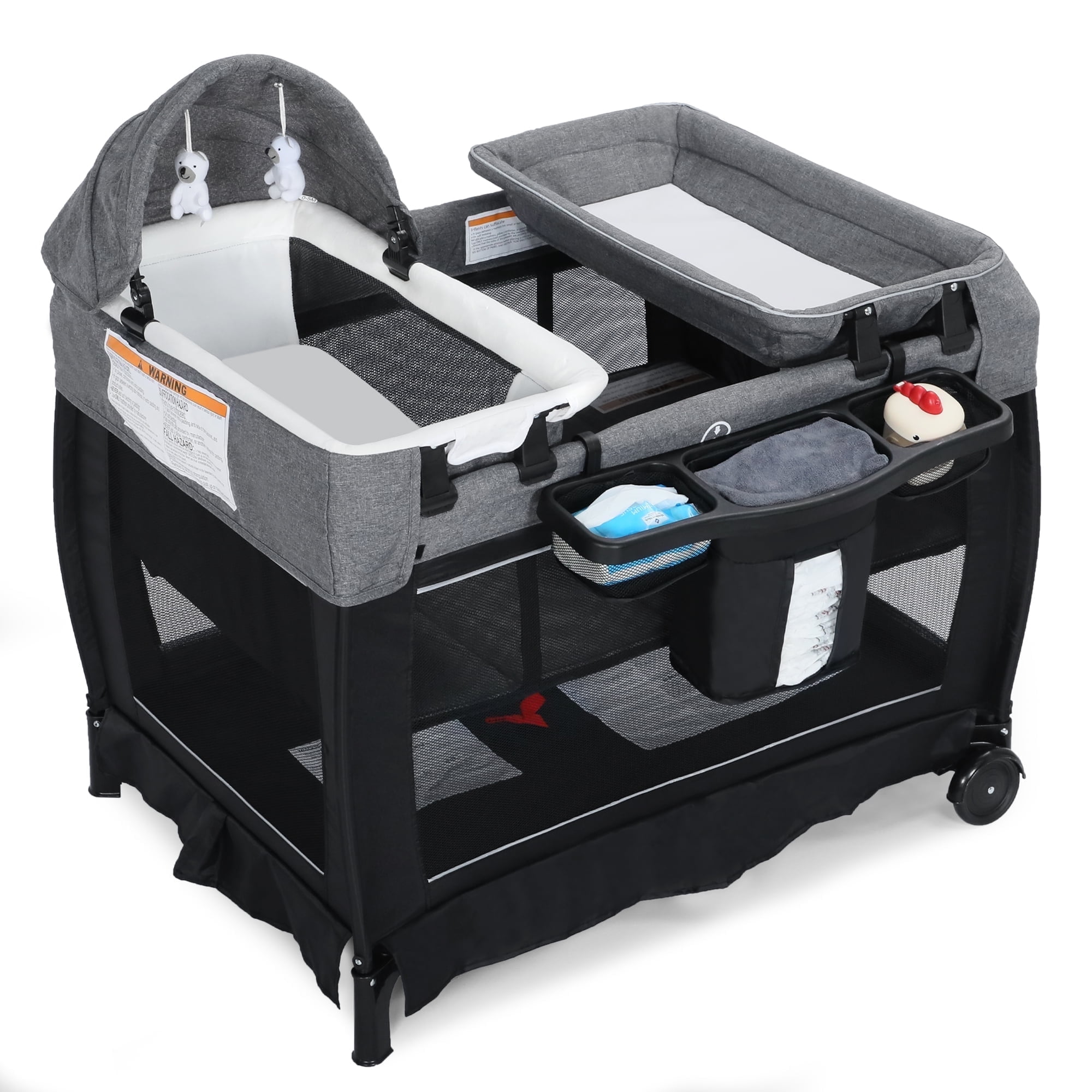 AILEEKISS 3-in-1 Nursery Center, Foldable Baby Playard with Changing ...