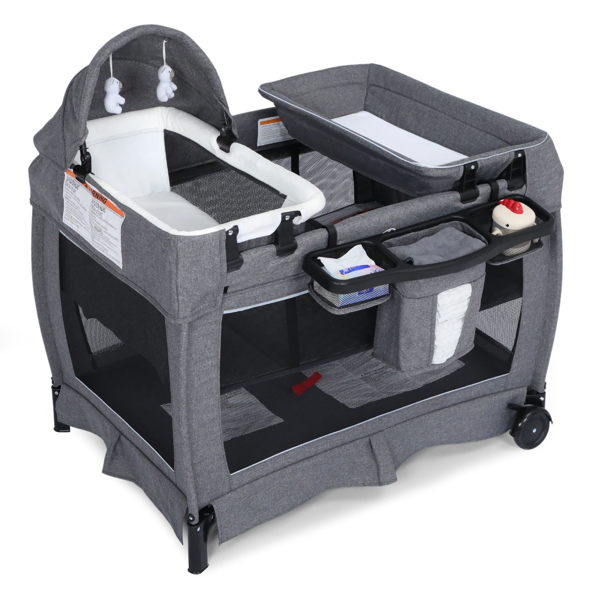 AILEEKISS 3-in-1 Nursery Center, Foldable Baby Playard with Changing ...