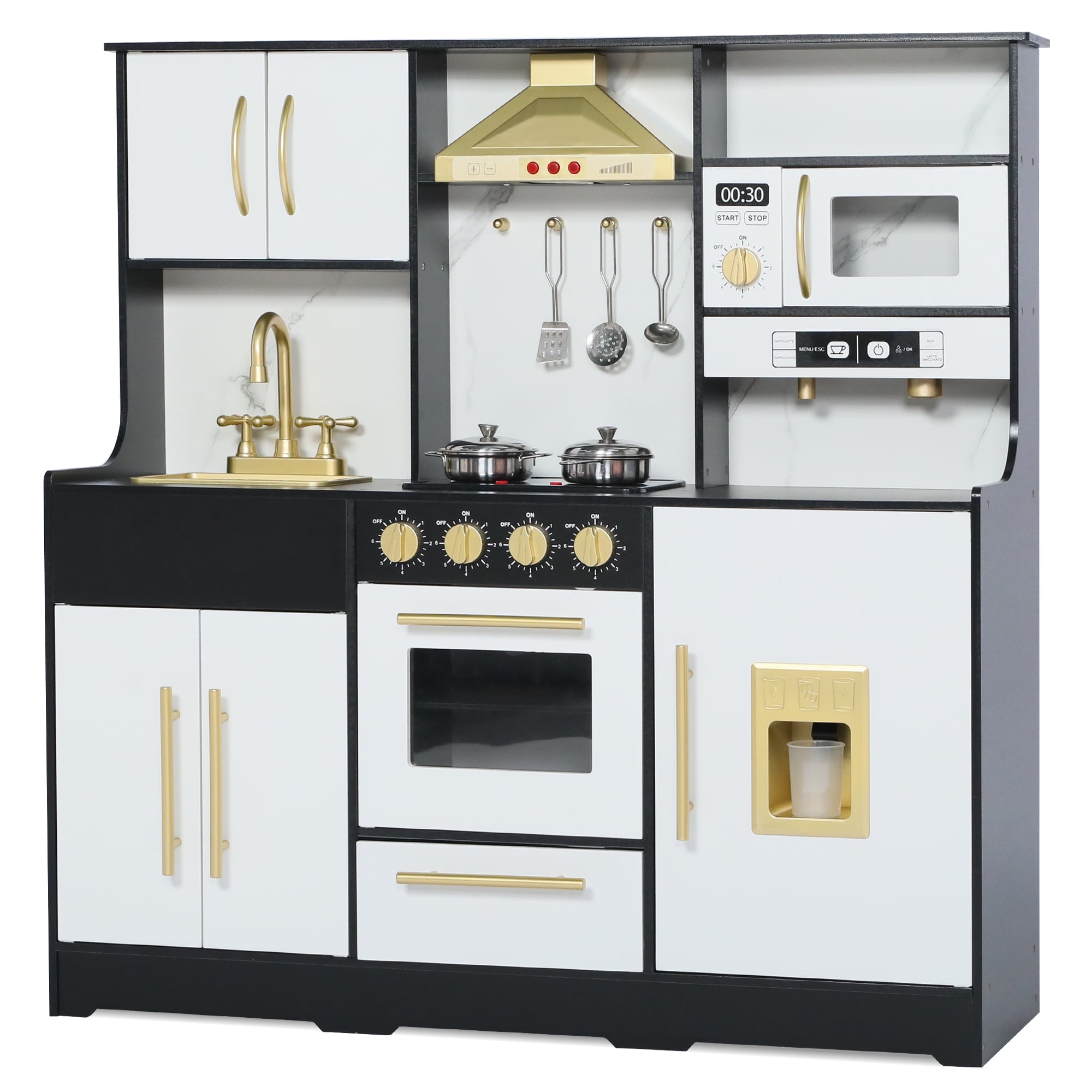 AILEEKISS Wood Kids Play Kitchen, Pretend Kitchen Playset for Children ...