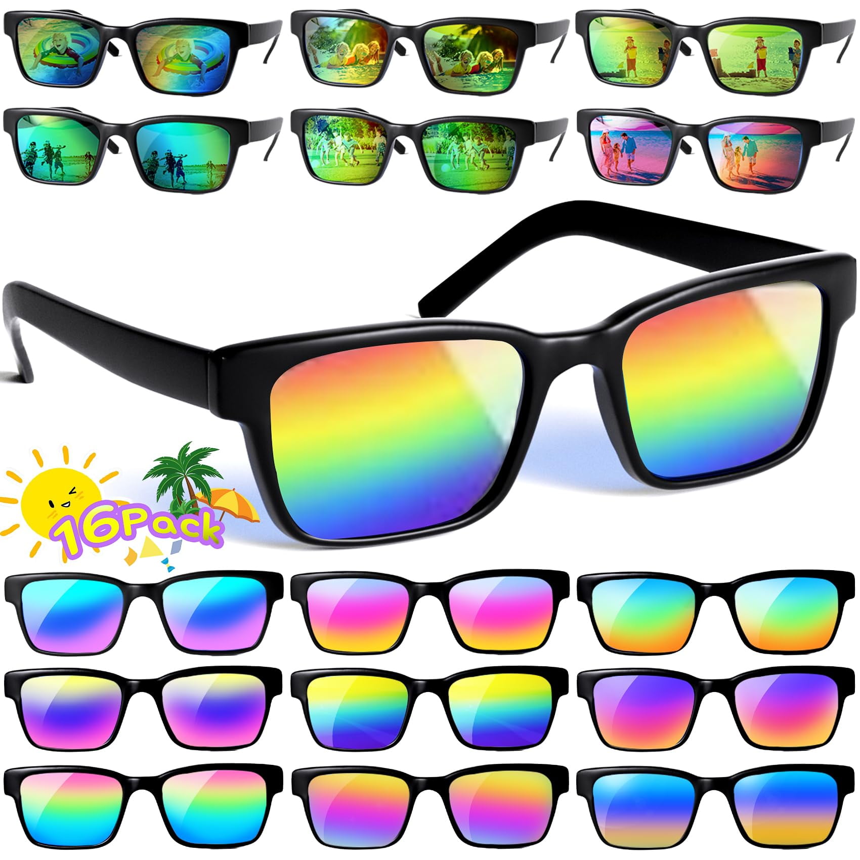 AILEHO Party Favors for Kids 4-8, 16Packs Neon Sunglasses for Kid ...