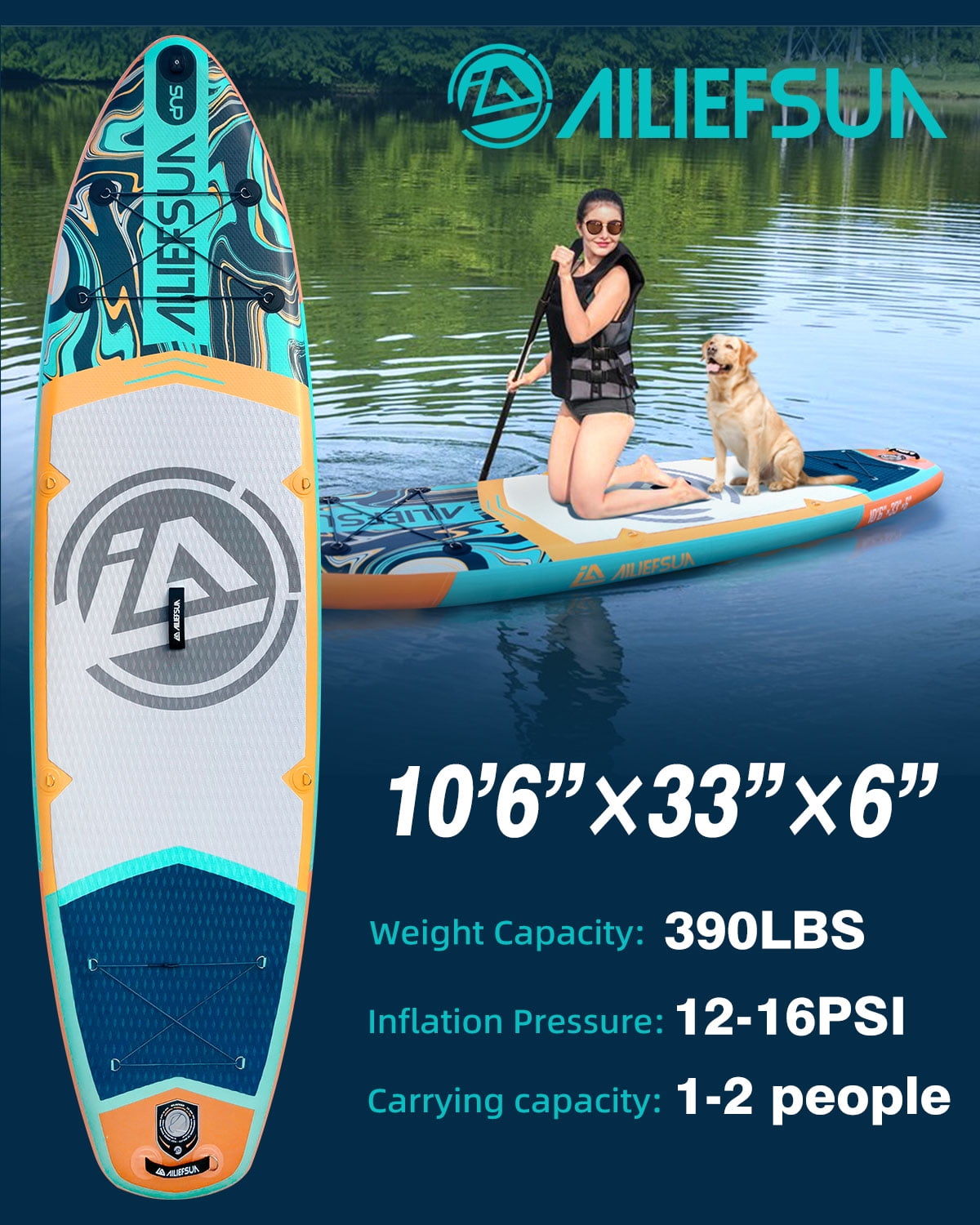 AILIEFSUN Emerald Wave 10'6”*33”*6“Ailiefsun Stand Up Paddle Board ...