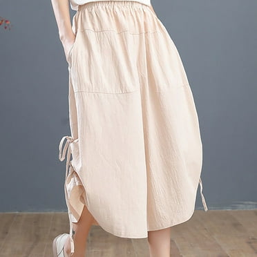 Dyegold Linen Pants For Women Wide Leg Cropped Capri Pants Summer ...