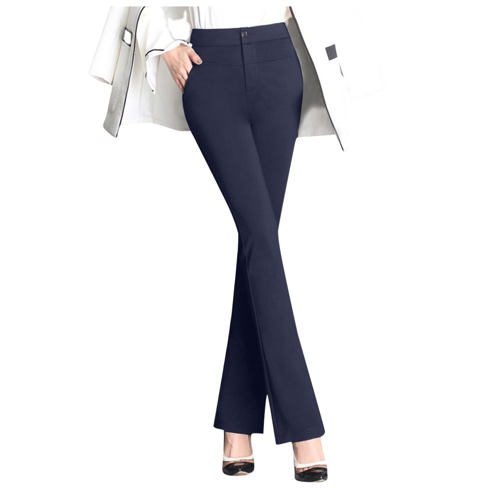 AILIYIL Women Stretchy Work Business Casual Straight Leg Trousers High ...
