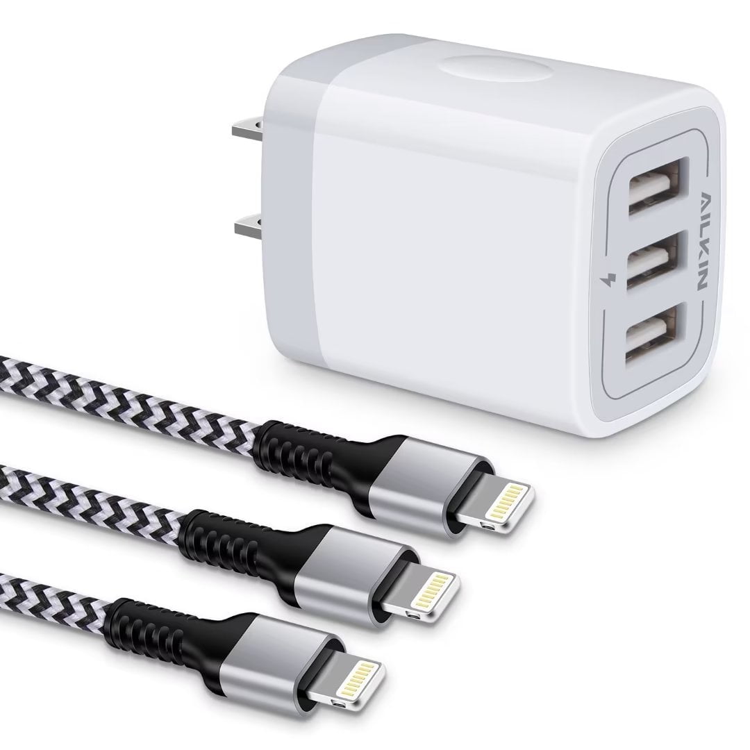 AILKIN Compatible with iPhone Charger Block with 3Pack Charging Cables ...