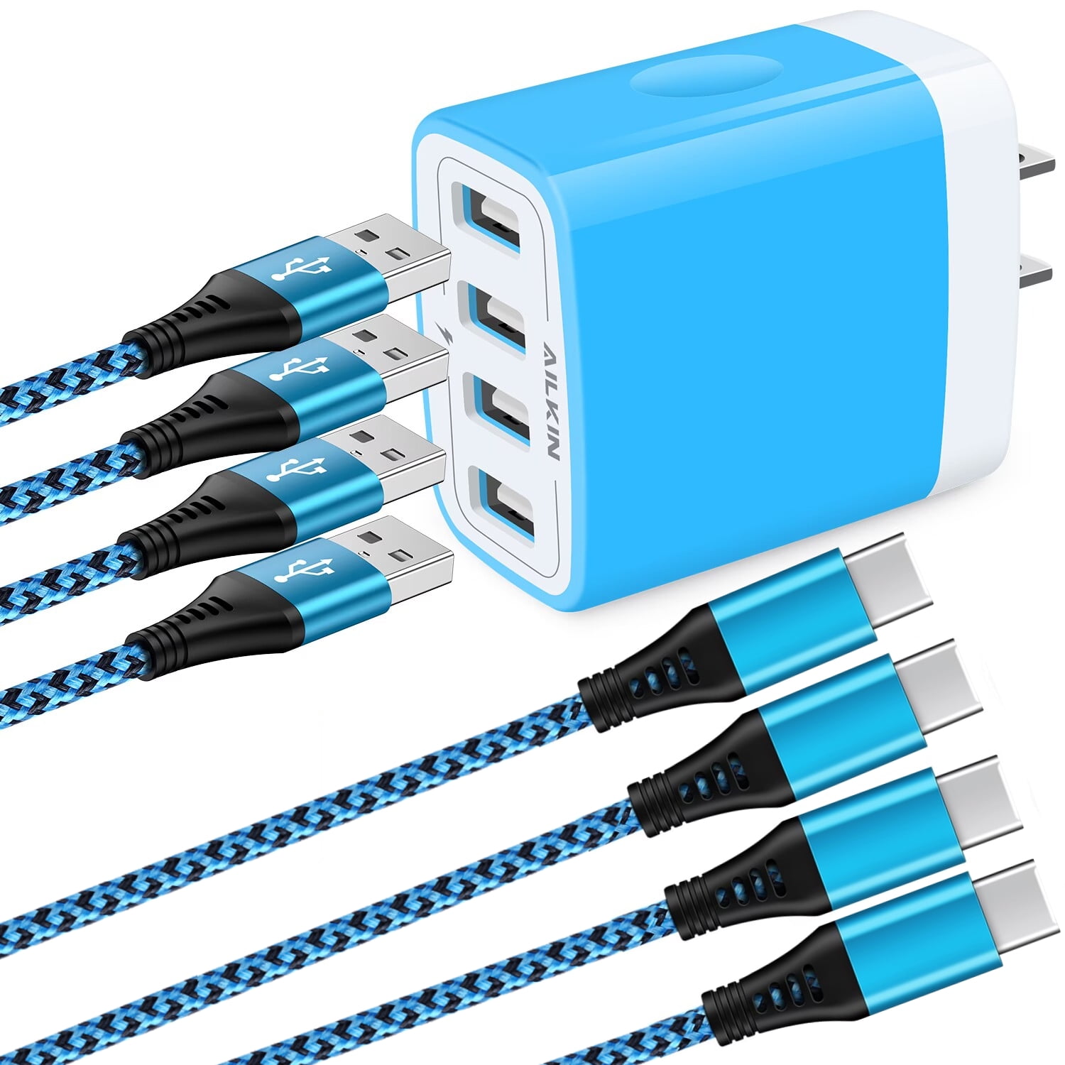 AILKIN High Speed Type C Charger Block, 4.8A Multi Port USB C Wall ...