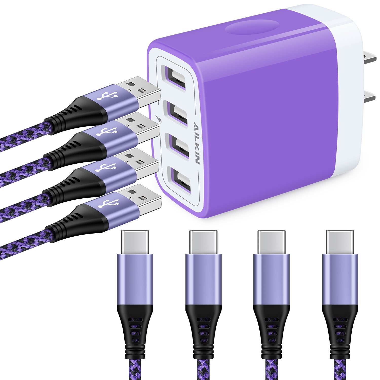AILKIN Type C Charger Block with 4PACK Android Type C Usb C Charging ...