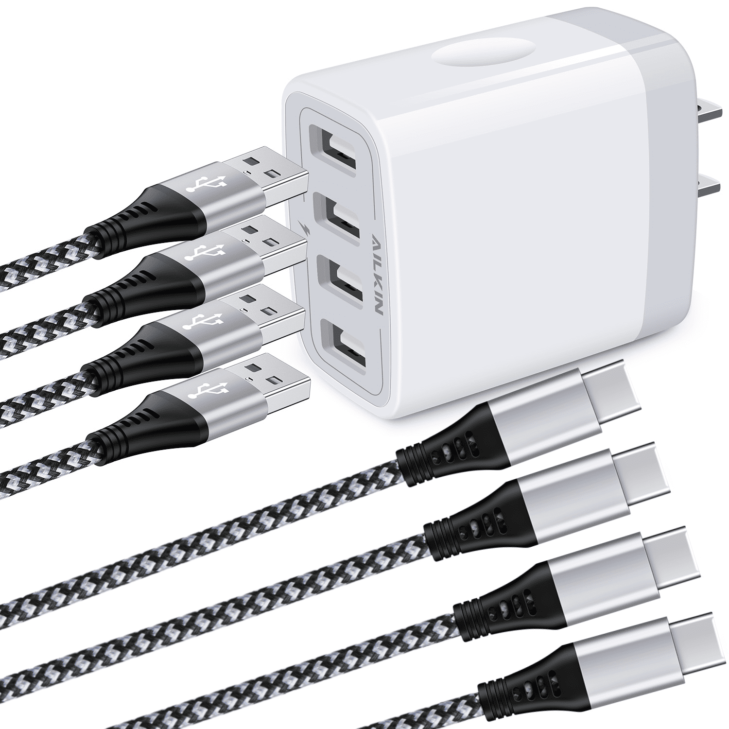 AILKIN Type C Charger Block with 4PACK Android Type C Usb C Charging ...
