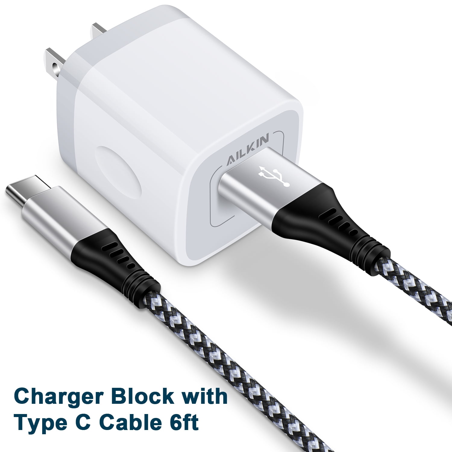 AILKIN Type C Charger,USB Charging Block with Android Type C Usb C ...