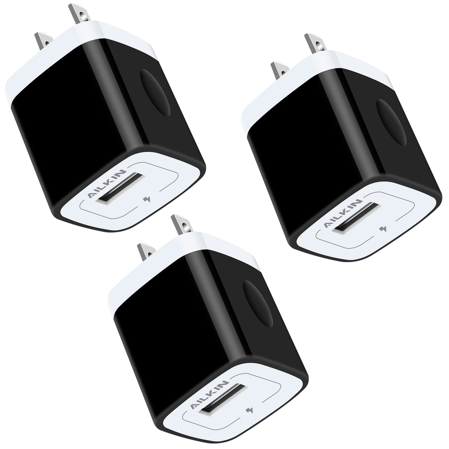 AILKIN Dual Port USB Wall Charger Block, 3-Pack Fast Charging Station ...