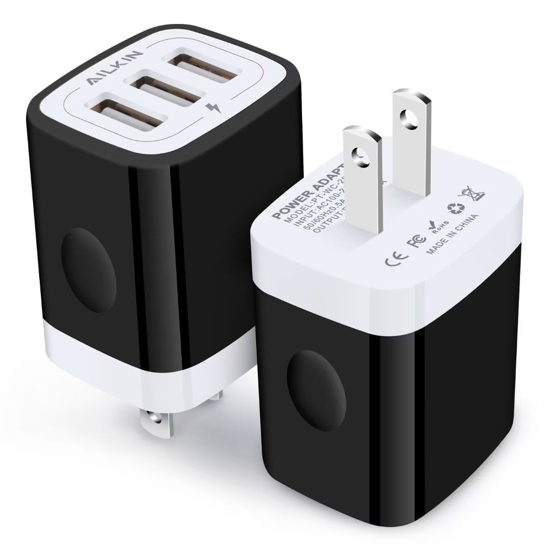 AILKIN Wall Charger,USB Charger Adapter,3.1A/2PACK Multi Port Fast ...