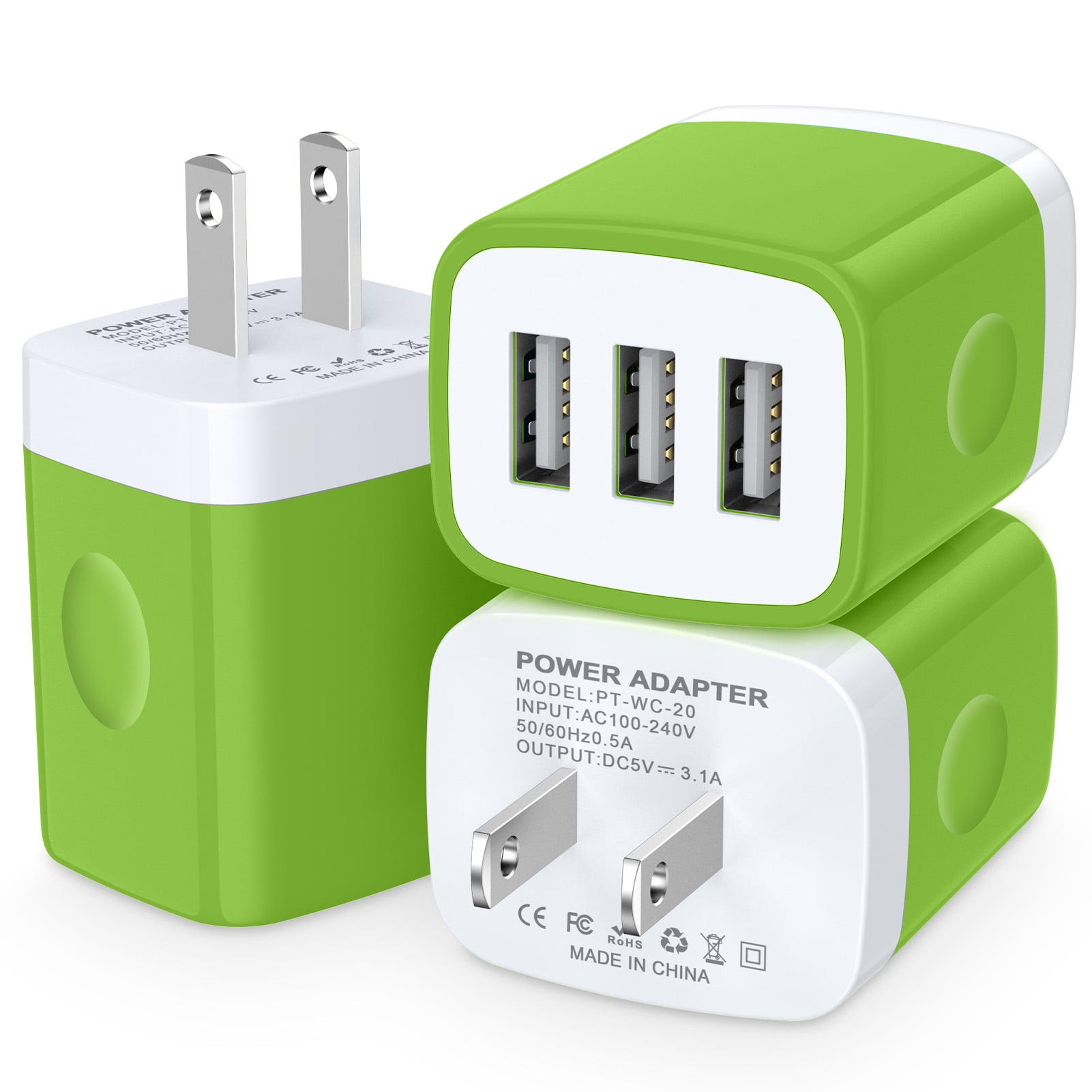 AILKIN Wall Charger,USB Charger Adapter,3.1A/3PACK Multi Port Fast ...