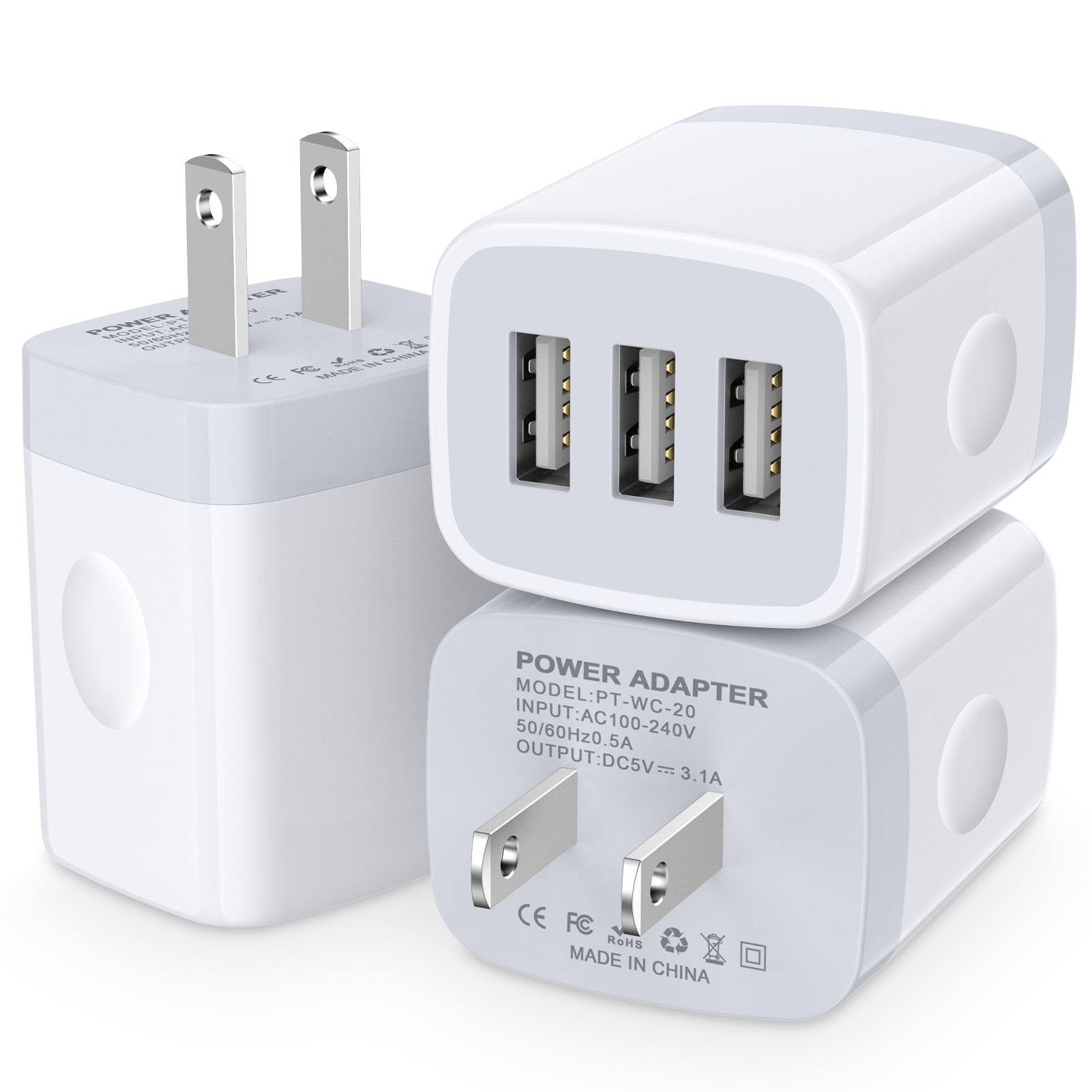 AILKIN Wall Charger,USB Charger Adapter,3.1A/3PACK Multi Port Fast ...