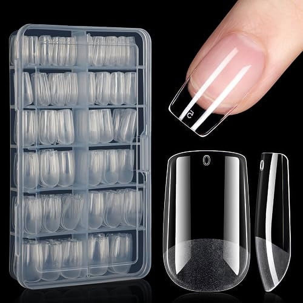 AILLSA Short Square Nail AIF9 Tips Full Cover Clear Gelly Tips Half ...