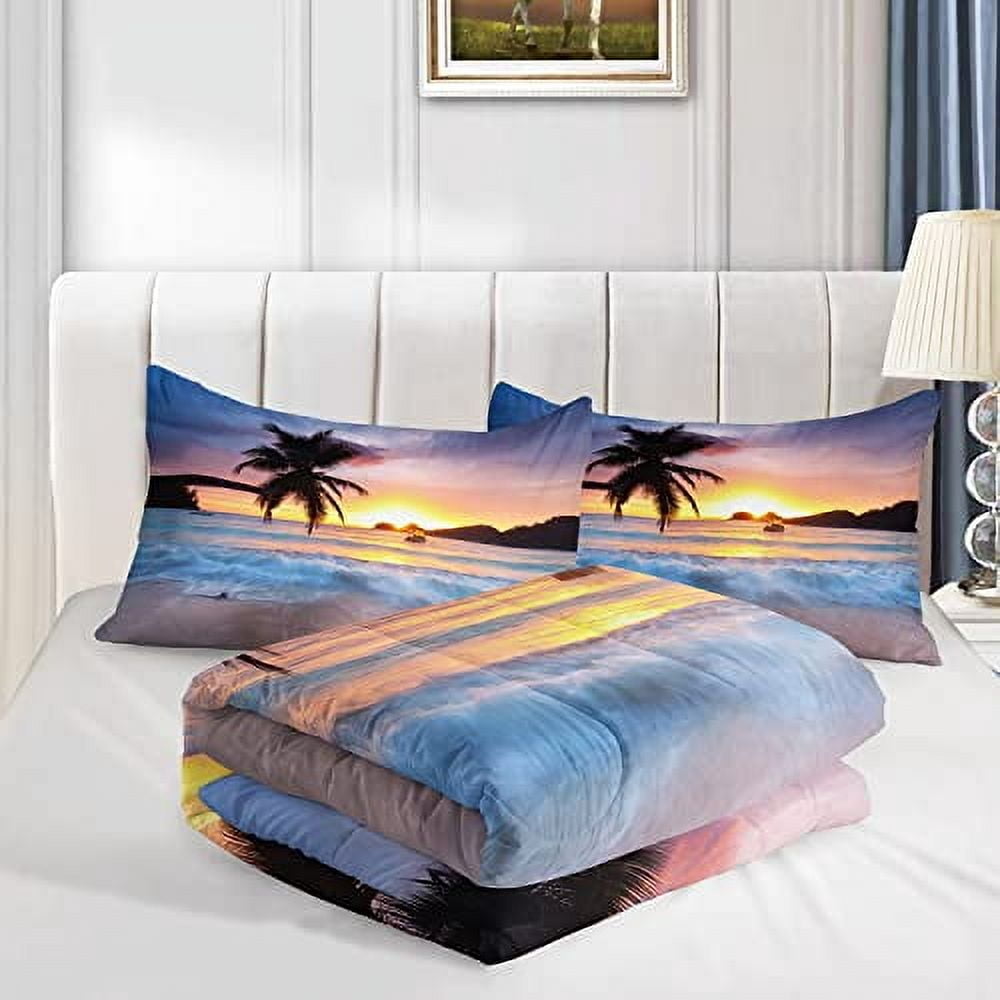AILONEN Beach Comforter Set for Kids Boys Girls, Ocean Theme Bedding ...