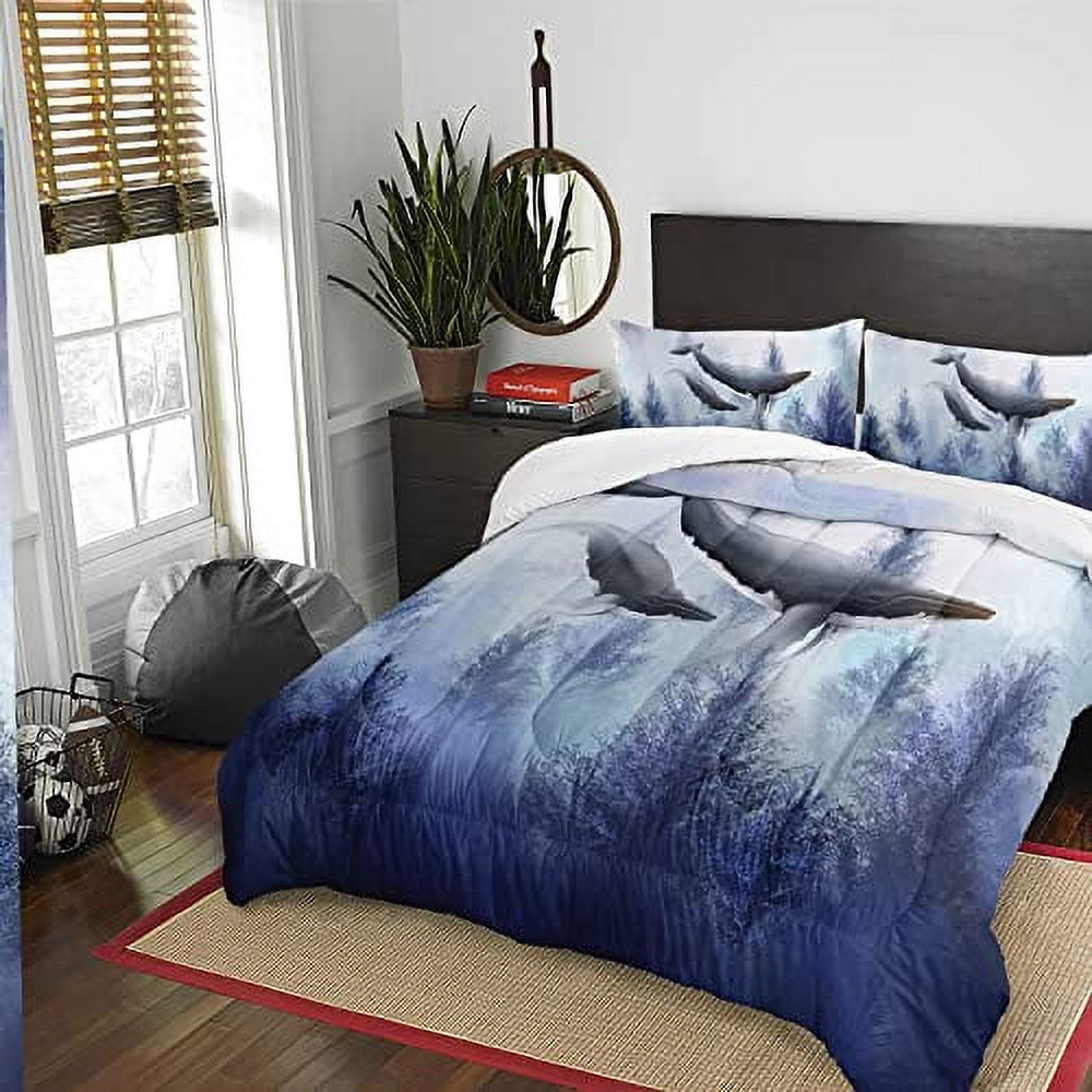 AILONEN Octopus Print Comforter Set Full Size, Blue Ocean Theme Bedding ...