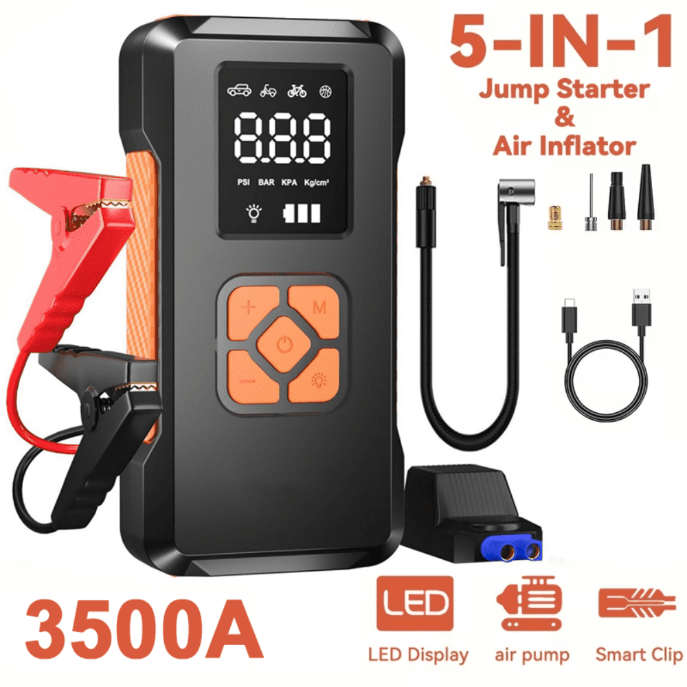 AIMAYA 3500A Car Jump Starter with Air Compressor, 12V Portable Battery ...