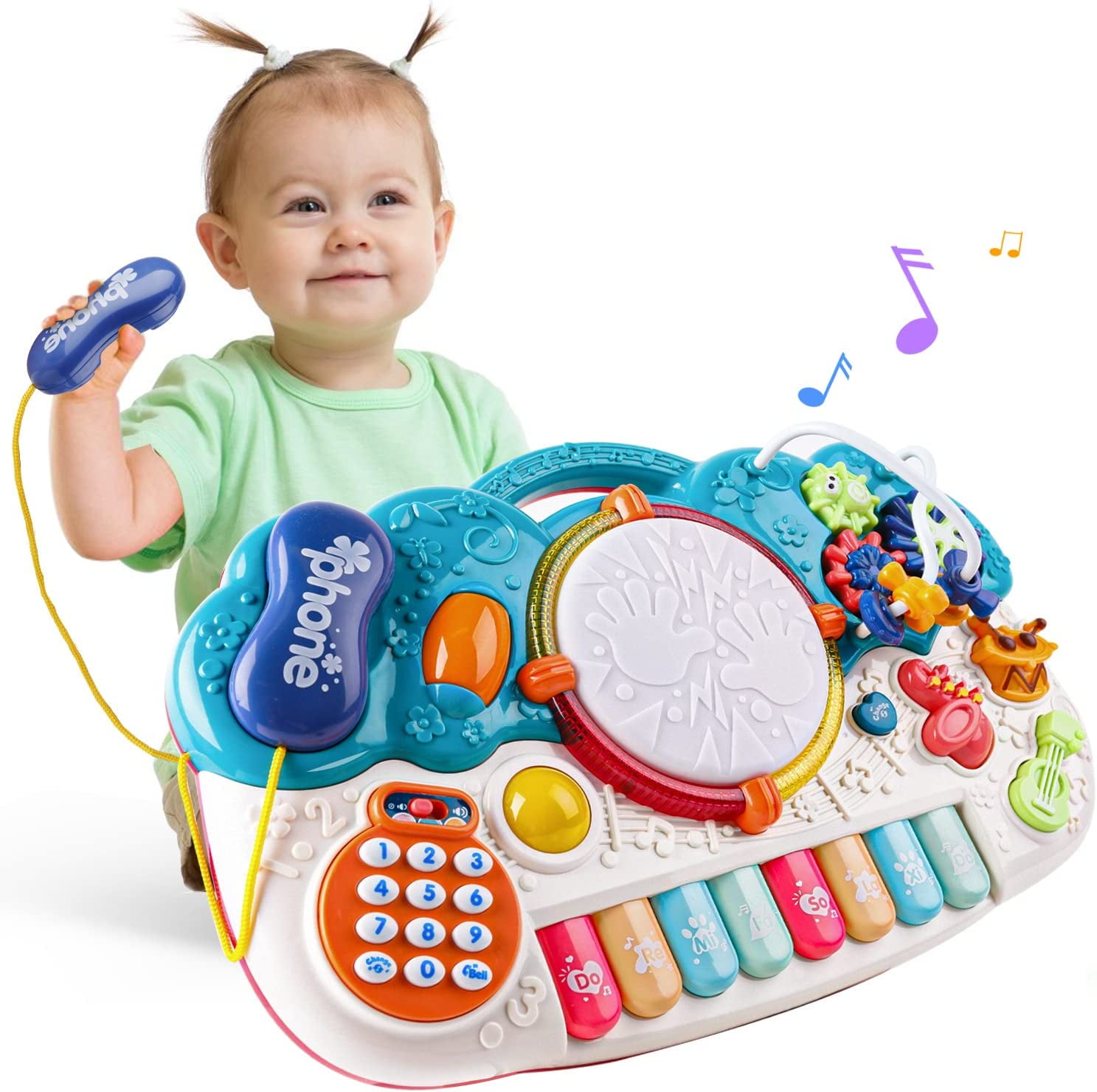 AIMEDYOU Baby Piano Toys 6 in 1 Toddler Piano Keyboard Drum Set 6 to 12 ...
