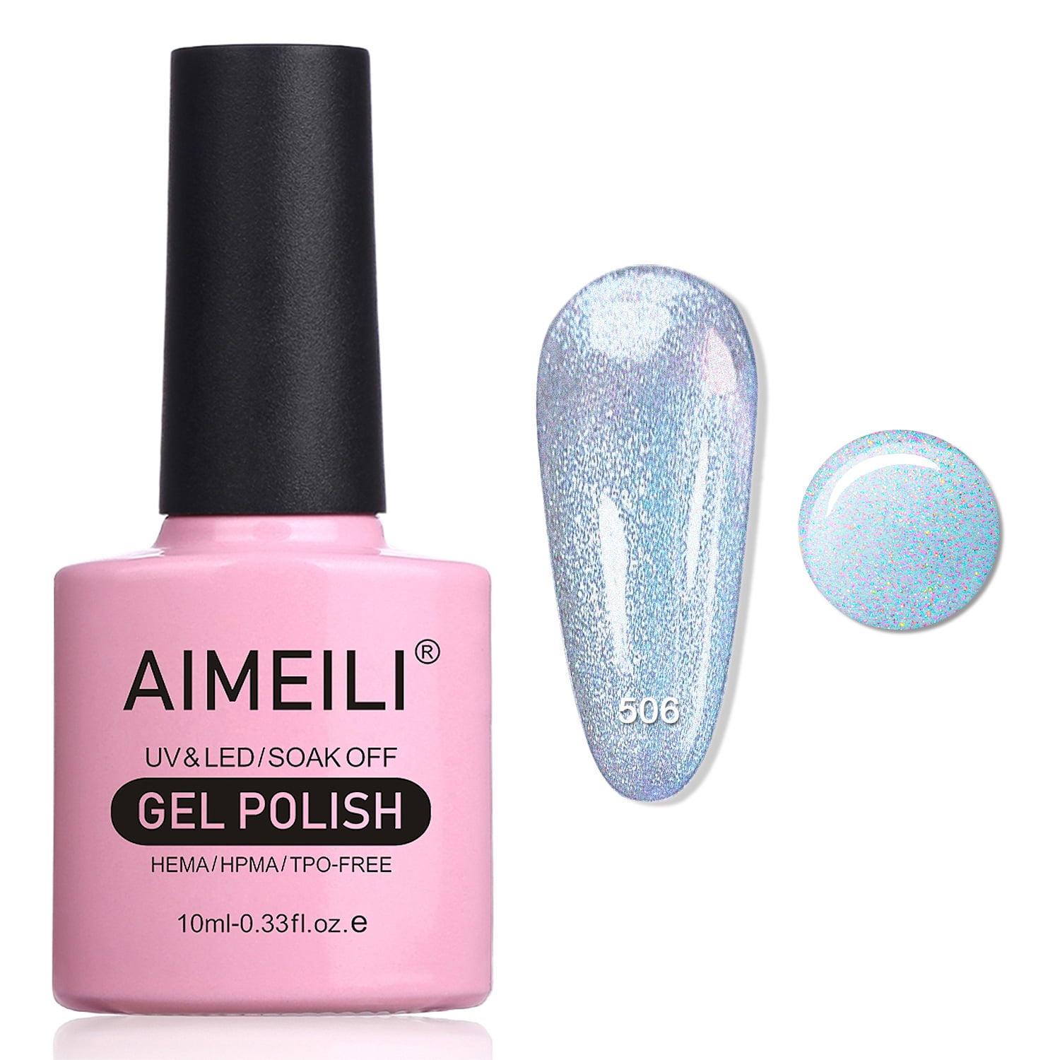 AIMEILI Hema Free Laser Rainbow Glitter Gel Nail Polish Neon Reflective ...