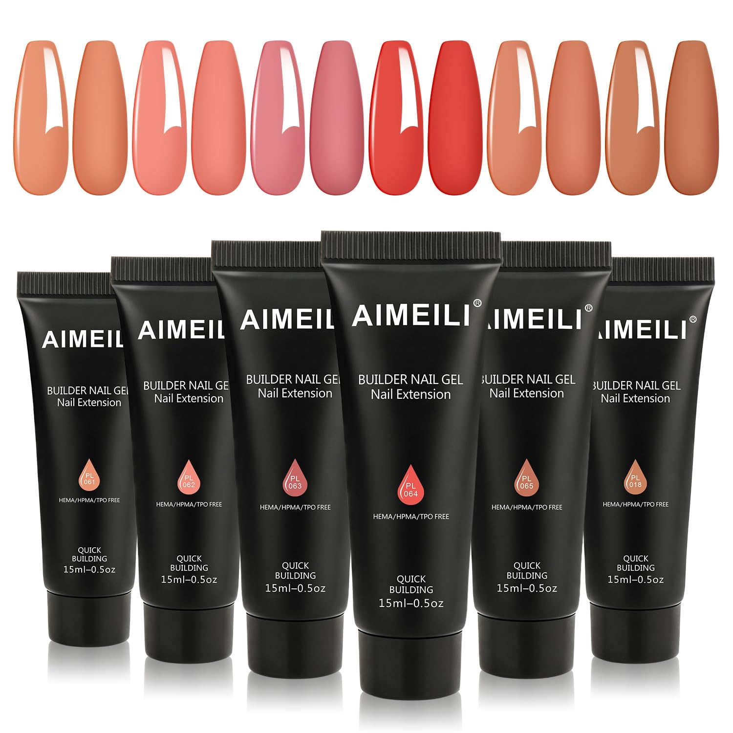Aimeili Poly Nail Extension Gel Kit, 6 Colors Builder Gel, DIY Summer ...