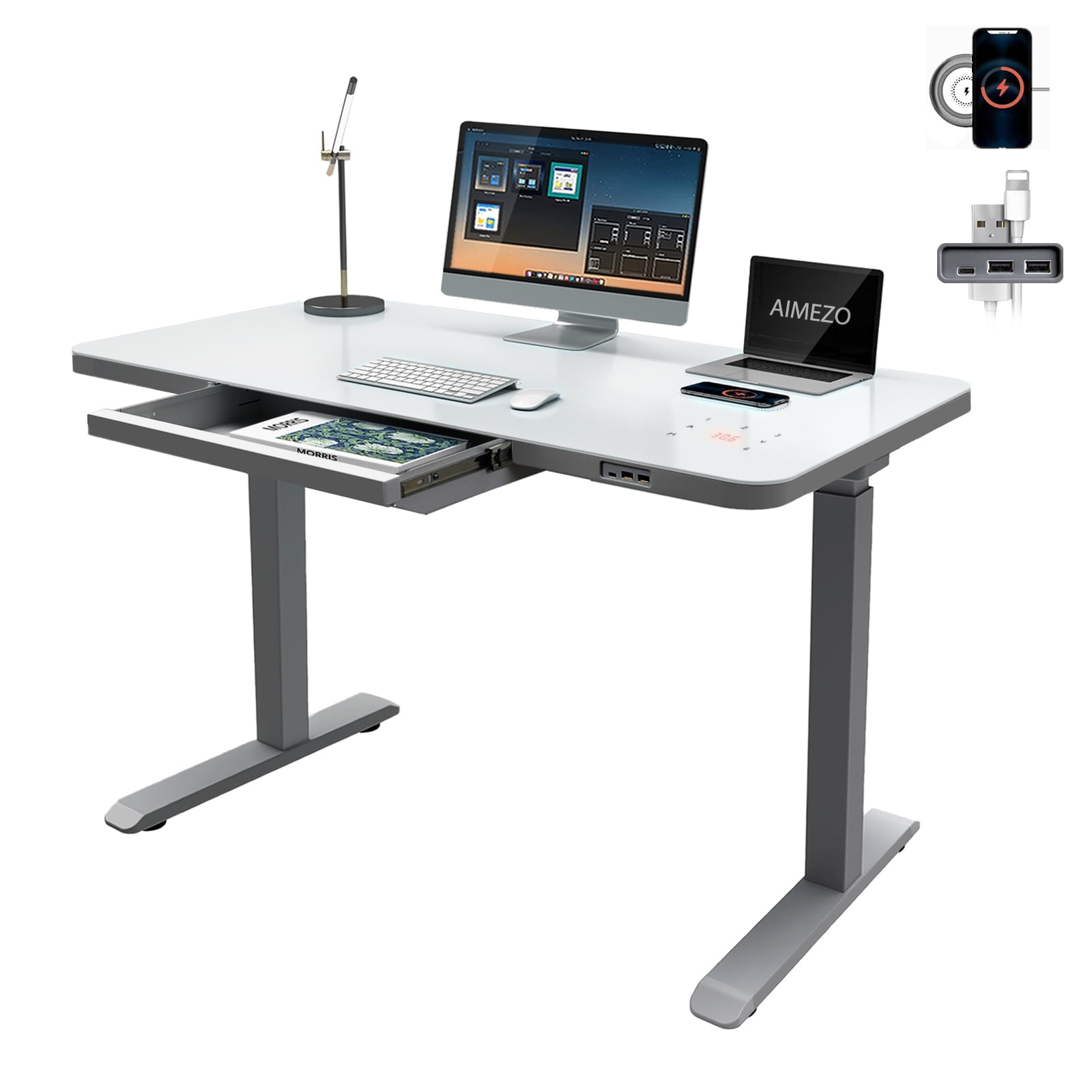 AIMEZO Dual-Motor Stand-Up Desk, Adjustable Height, Electric Sit-Stand ...