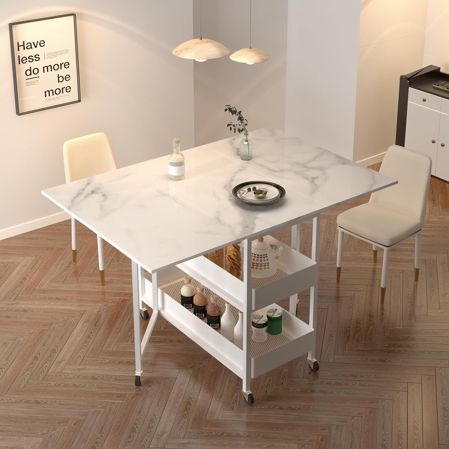 AIMEZO Folding Dining Table - Extendable, Space-Saving, Drop Leaf ...