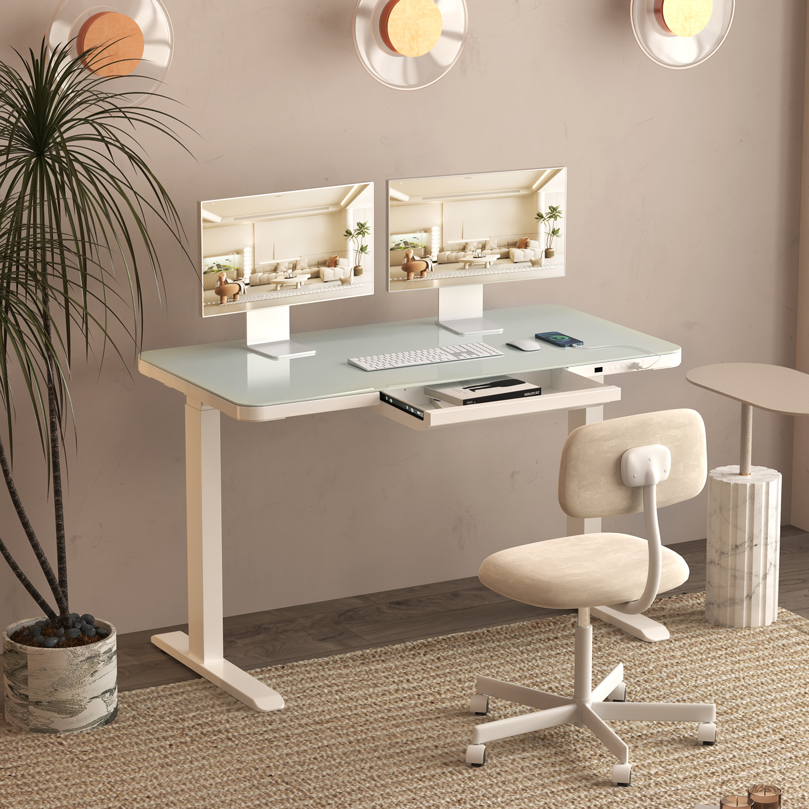 AOUSTHOP U-Shape Desk with Bookshelves,Lift Top Sit to Stand Corner ...