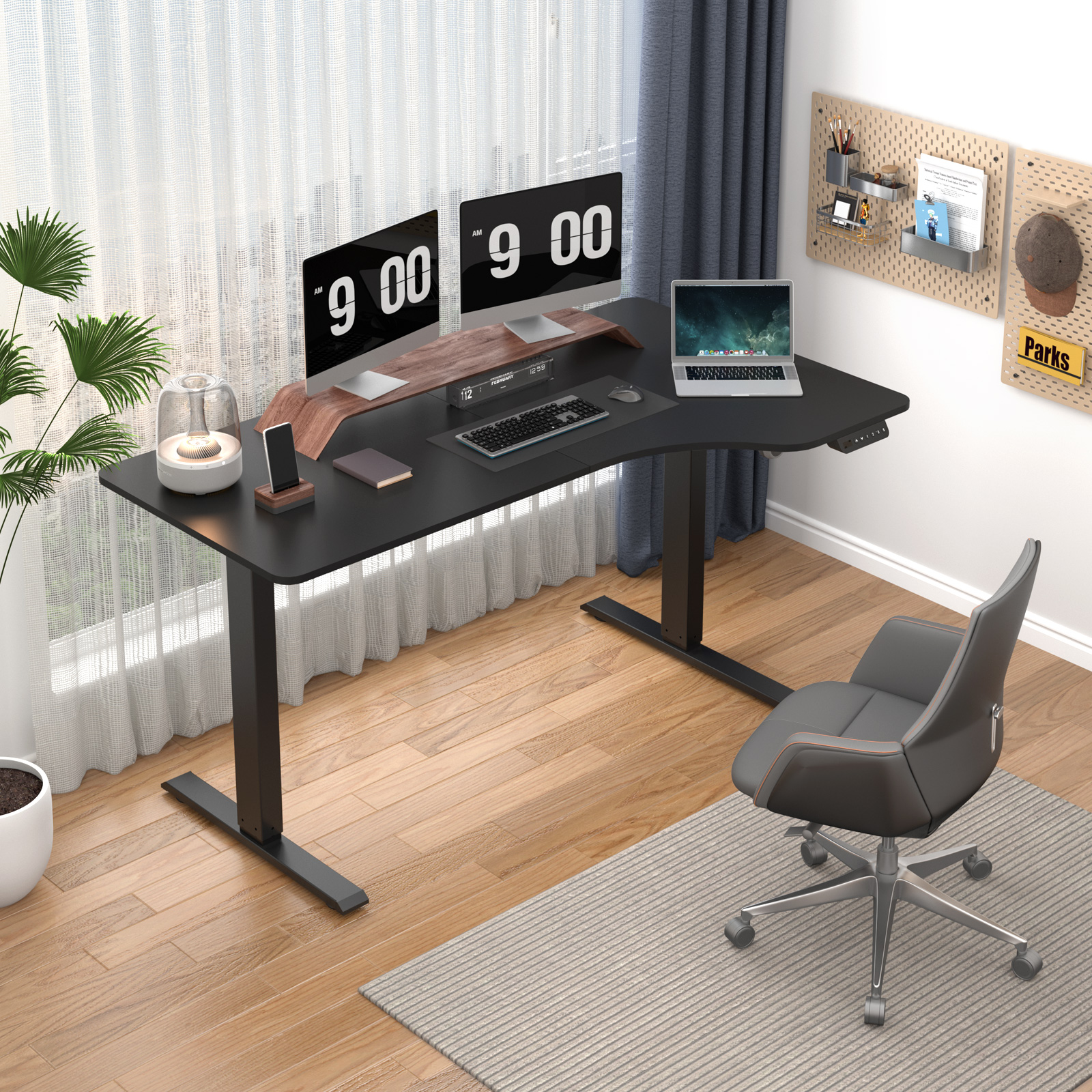Quantum L-Shaped Electric Sit-Stand Desk Corner Height Adjustable Desk ...