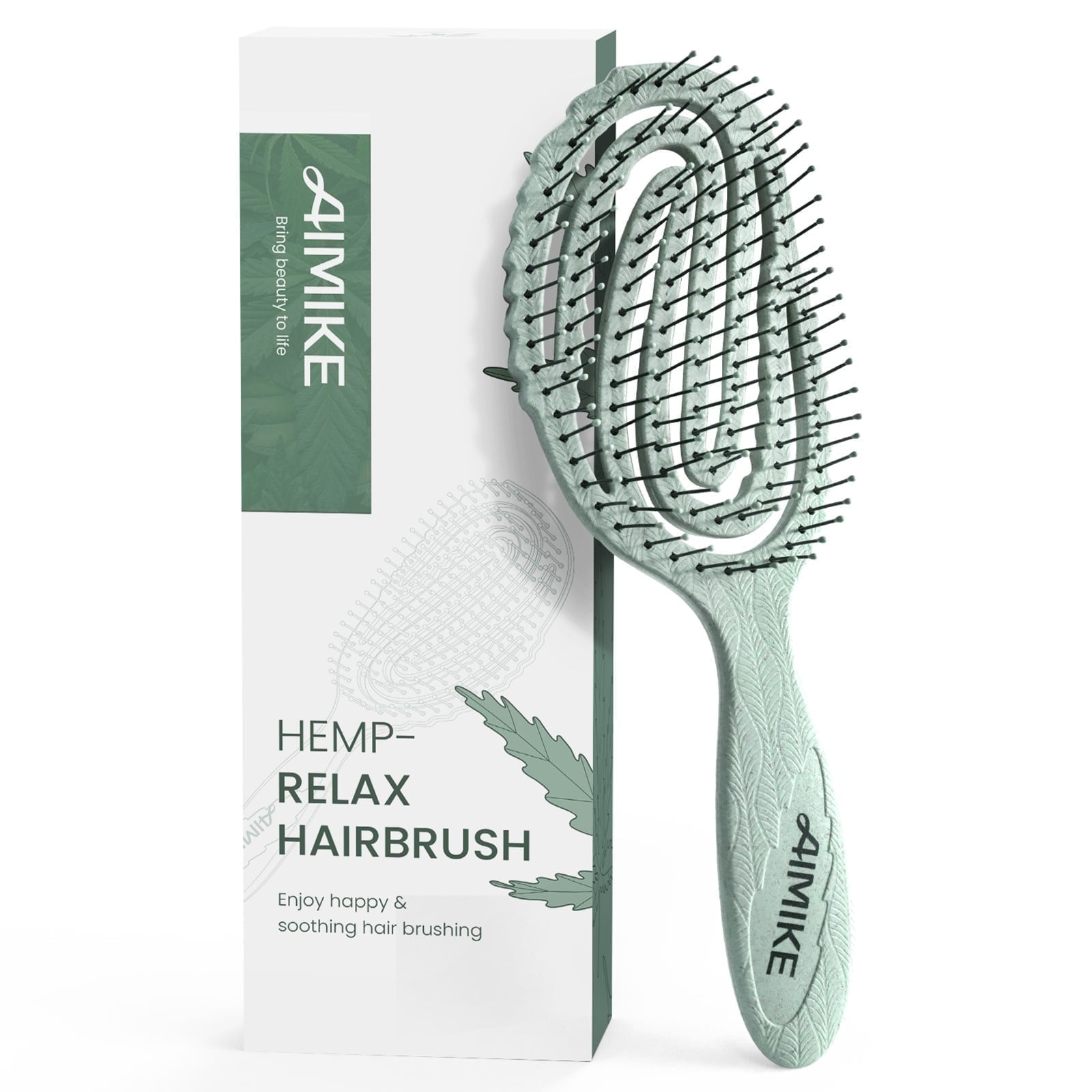 AIMIKE Hemp-Relax Detangler Hair Brush, Eco-Friendly Vented Detangling ...