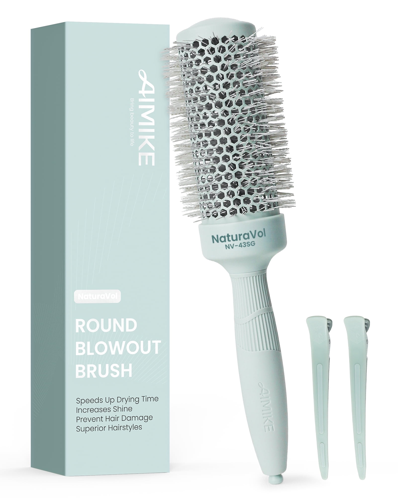 AIMIKE NaturaVol Round Brush for Blow Out, 2.5" Round Hair Brush for ...