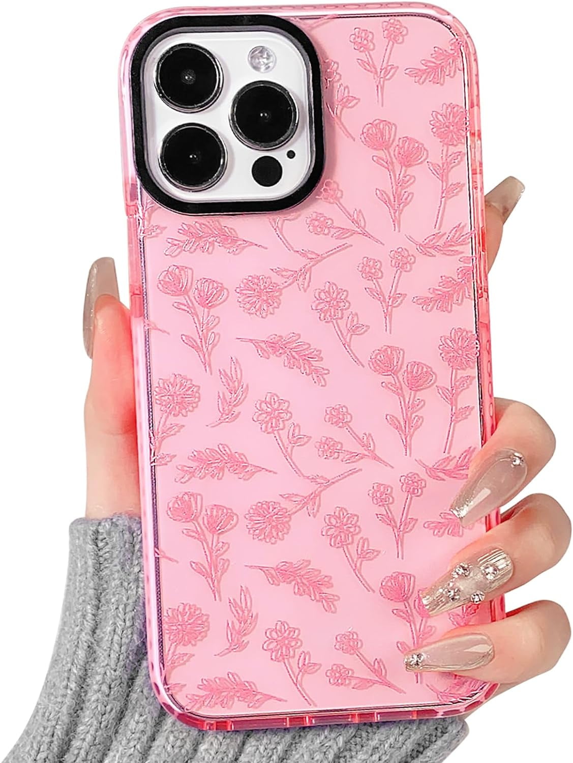 AIMIMI-Compatible For Iphone 13 Pro Case Cute Flower Floral Clear For Women Girl Ultra Slim ...