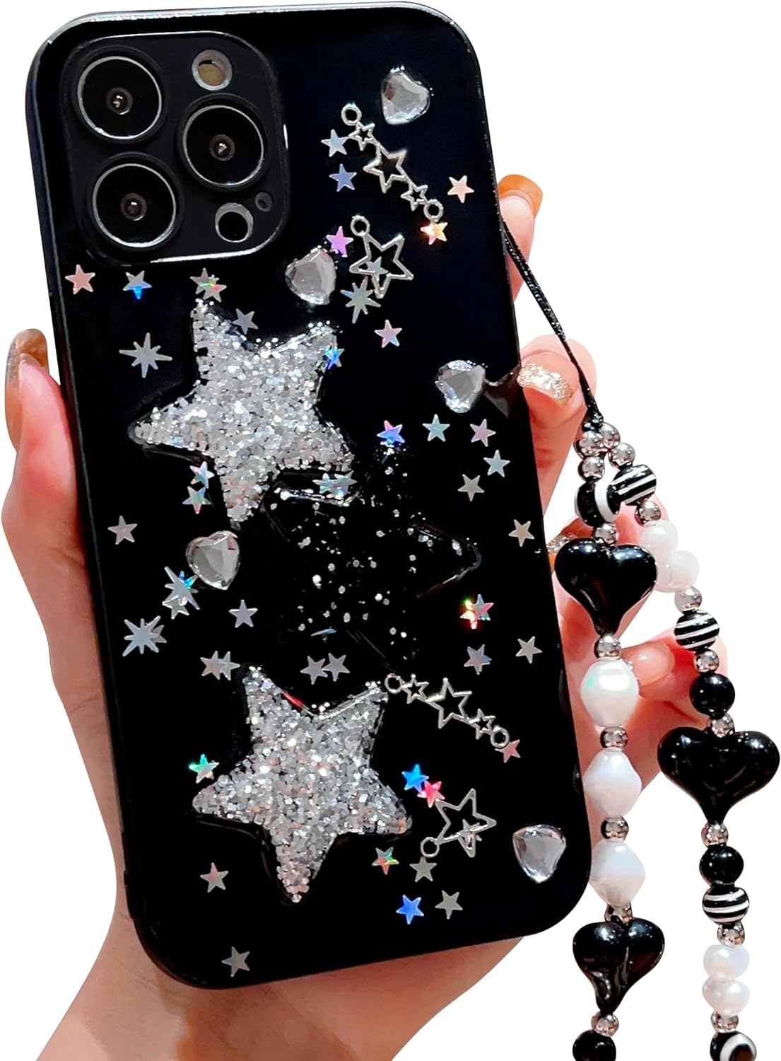 AIMIMI-Compatible With Iphone 14 Pro Case Cute 3D Bling Glitter White ...