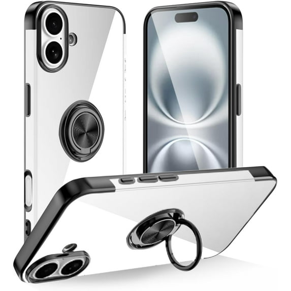 AIMIMI-Crystal Clear Case For Iphone 16 Plus Case With Stand [Magnetic ...