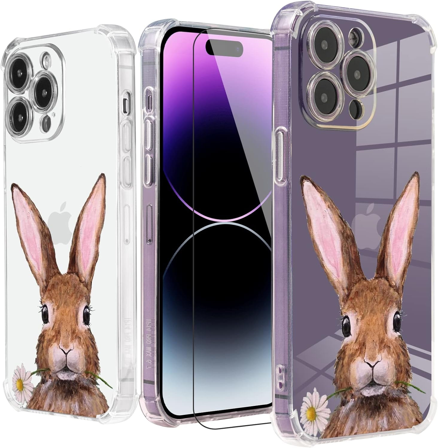 AIMIMI-Floral Case For Iphone 15 Pro With Floral Bunny Design,Bunnies ...