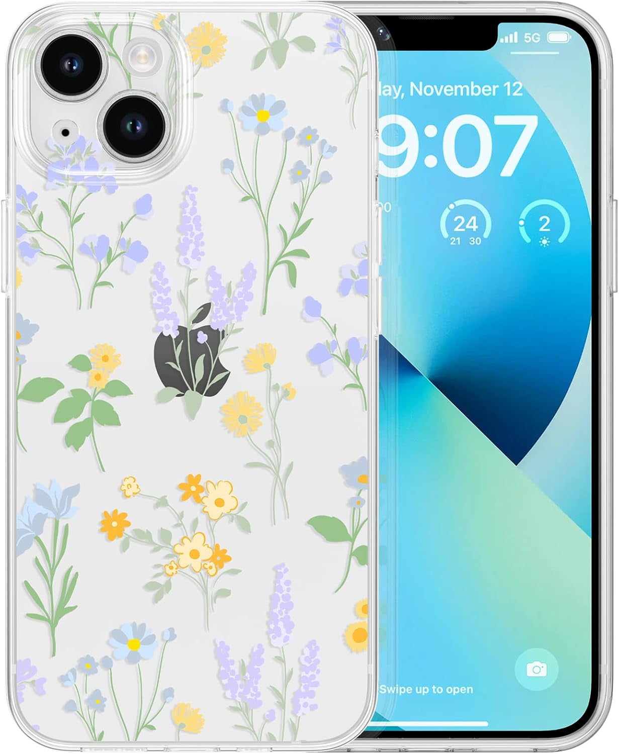 AIMIMI-For Iphone 13 Case Clear Floral Case With Cute Aesthetic Flower ...