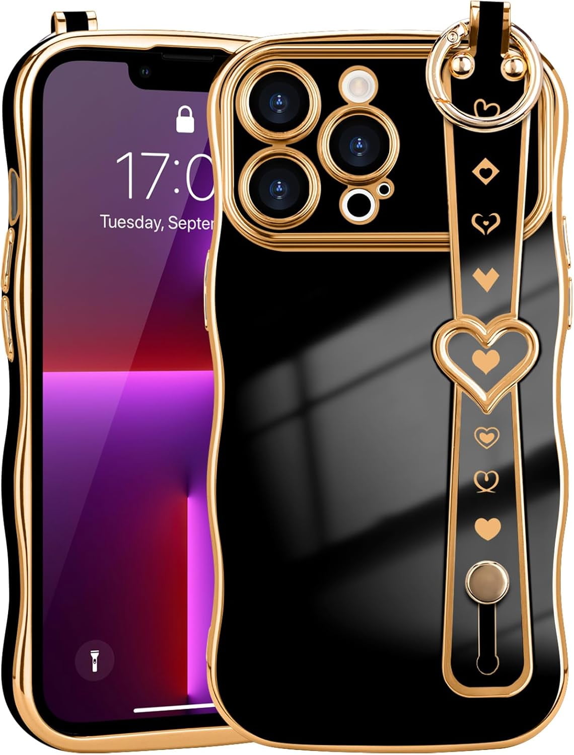 AIMIMI-For Iphone 13 Pro Max Case For Women Girls Wave Frame Strap Cute ...