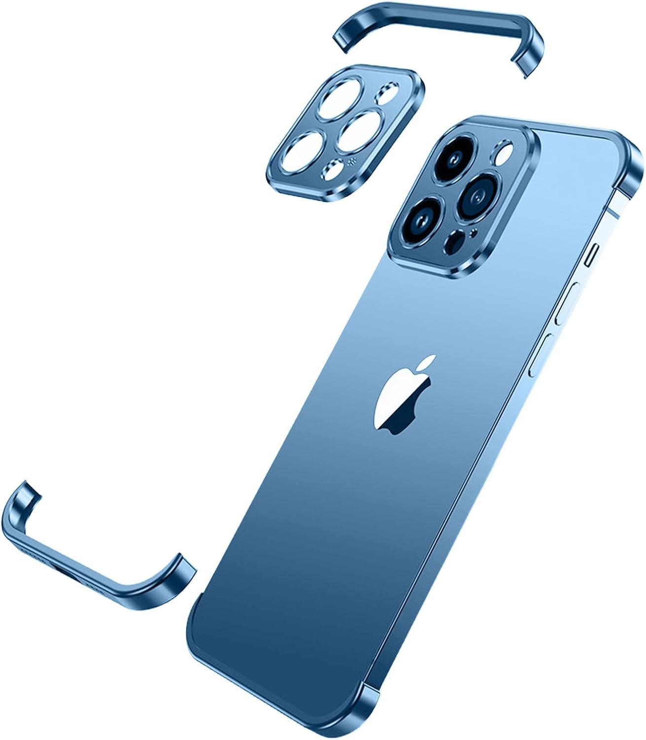 AIMIMI-For Iphone 15 Pro Aluminum Bumper Case Slim Thin Metal Frameless ...