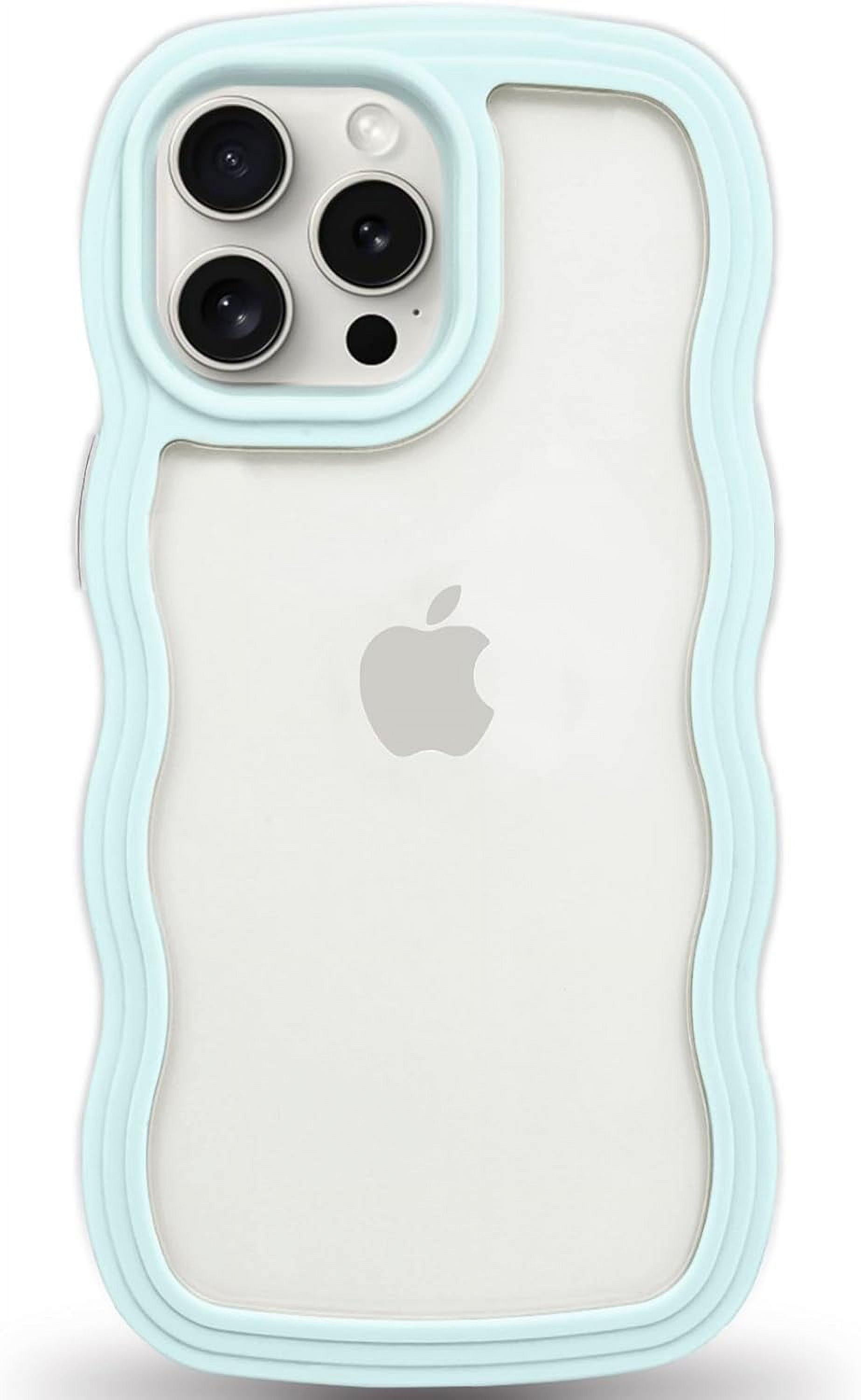 AIMIMI-For Iphone 15 Pro Case Wavy Edge Clear Back Design, Anti-Slip Grip Cute Wave Curly Frame ...