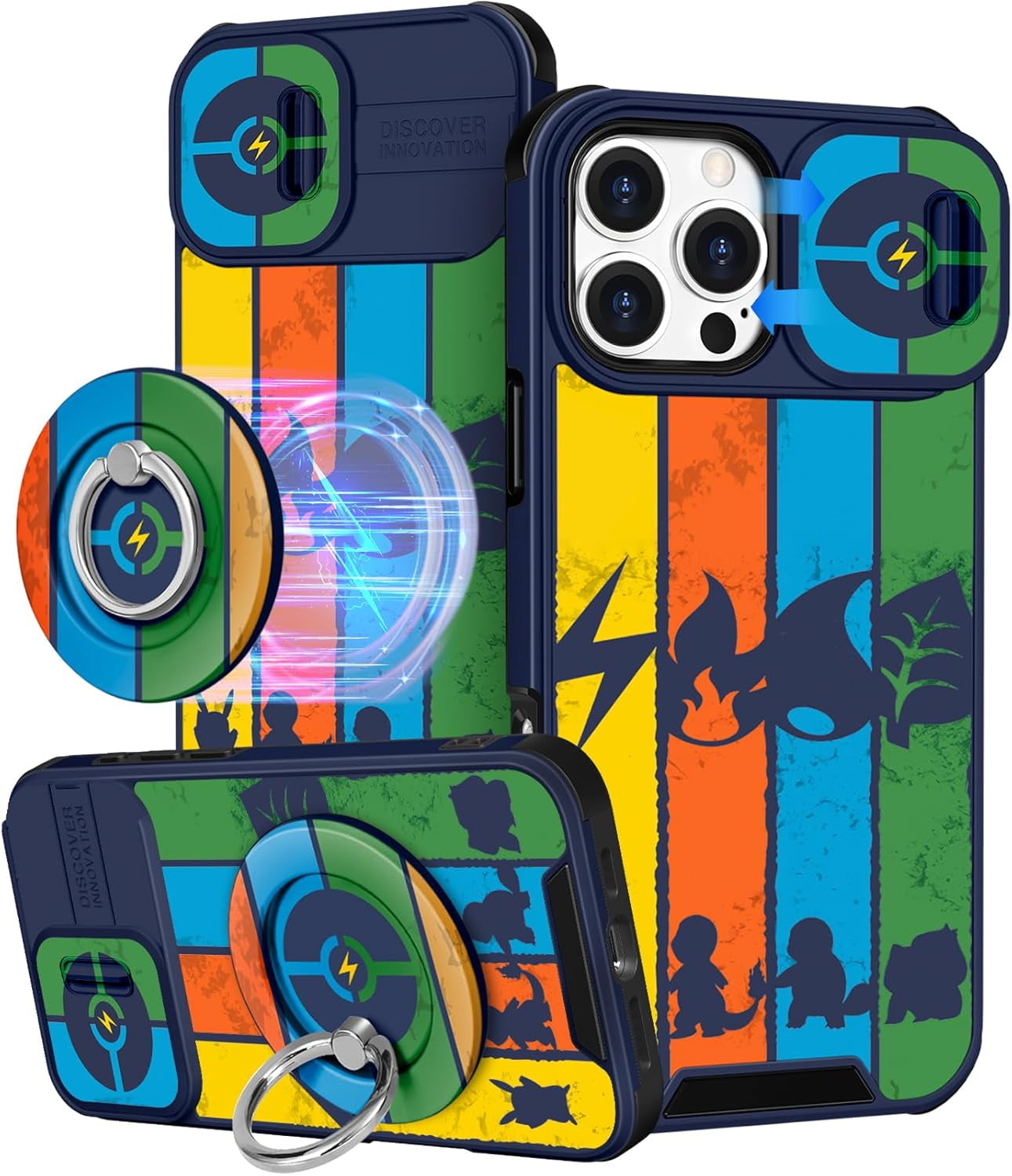 AIMIMI-For Iphone 16 Pro Case 6.3 Inch - With Ring Stand & Camera Cover ...