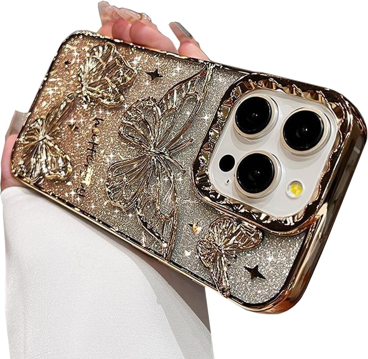 AIMIMI-For Iphone 16 Pro Max Case Cute Bling Glitter Girly 3D Butterfly ...