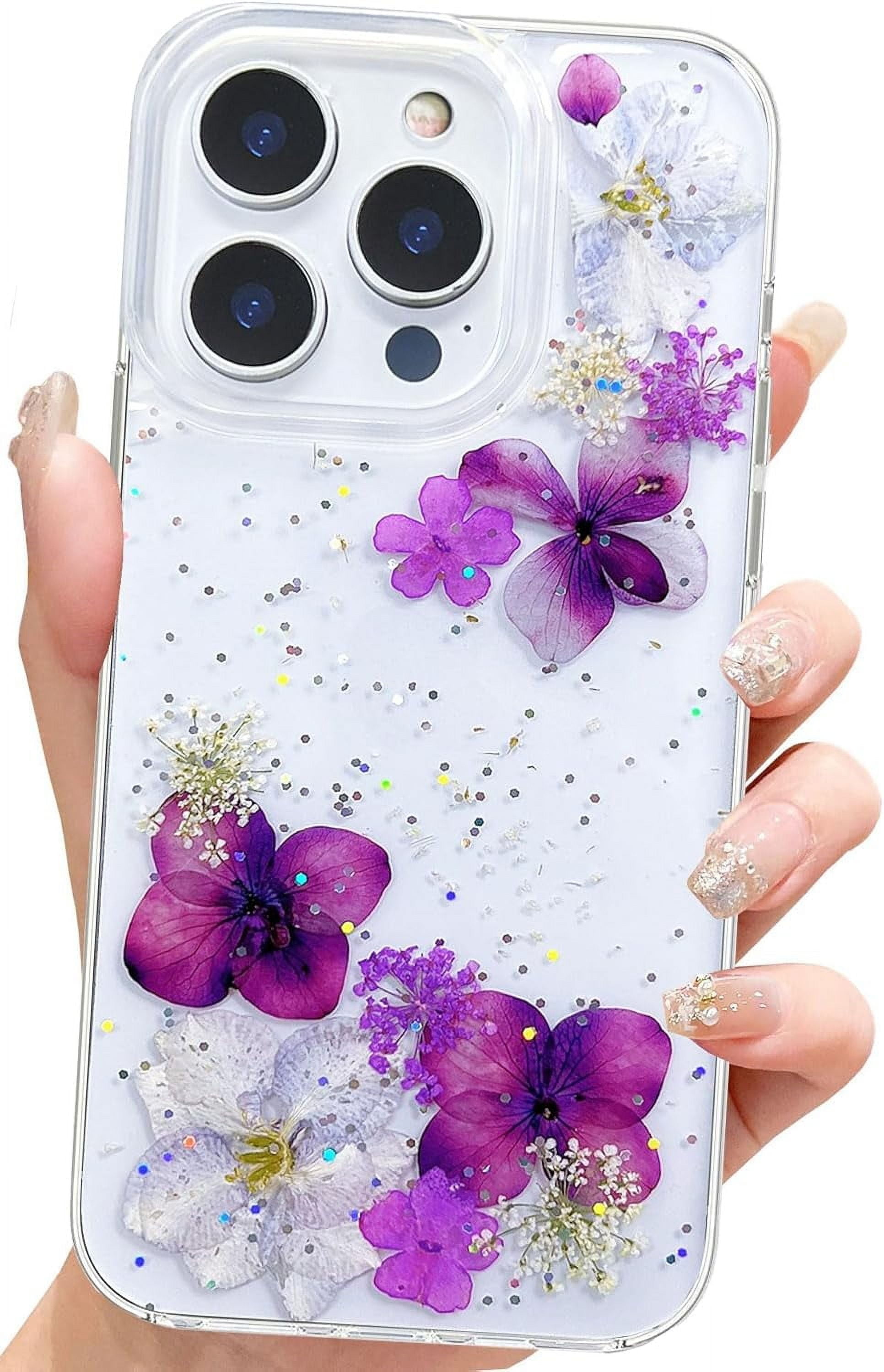 AIMIMI-For Iphone 16 Pro Max Cute Case Clear Glitter Purple Blue Grape ...