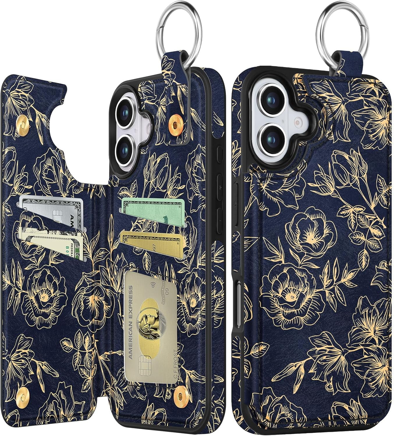 AIMIMI-For Iphone 16 Wallet Case With Card Holder - Cute Fashion Rose ...