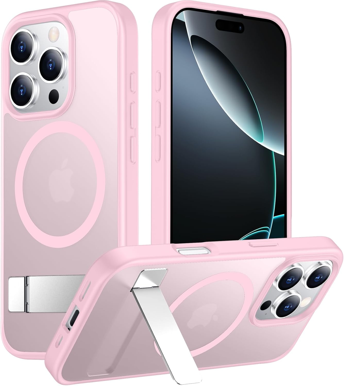 AIMIMI-Magnetic Compatible With Iphone 16 Pro Max Case, [Built-In Invisible Kickstand ...