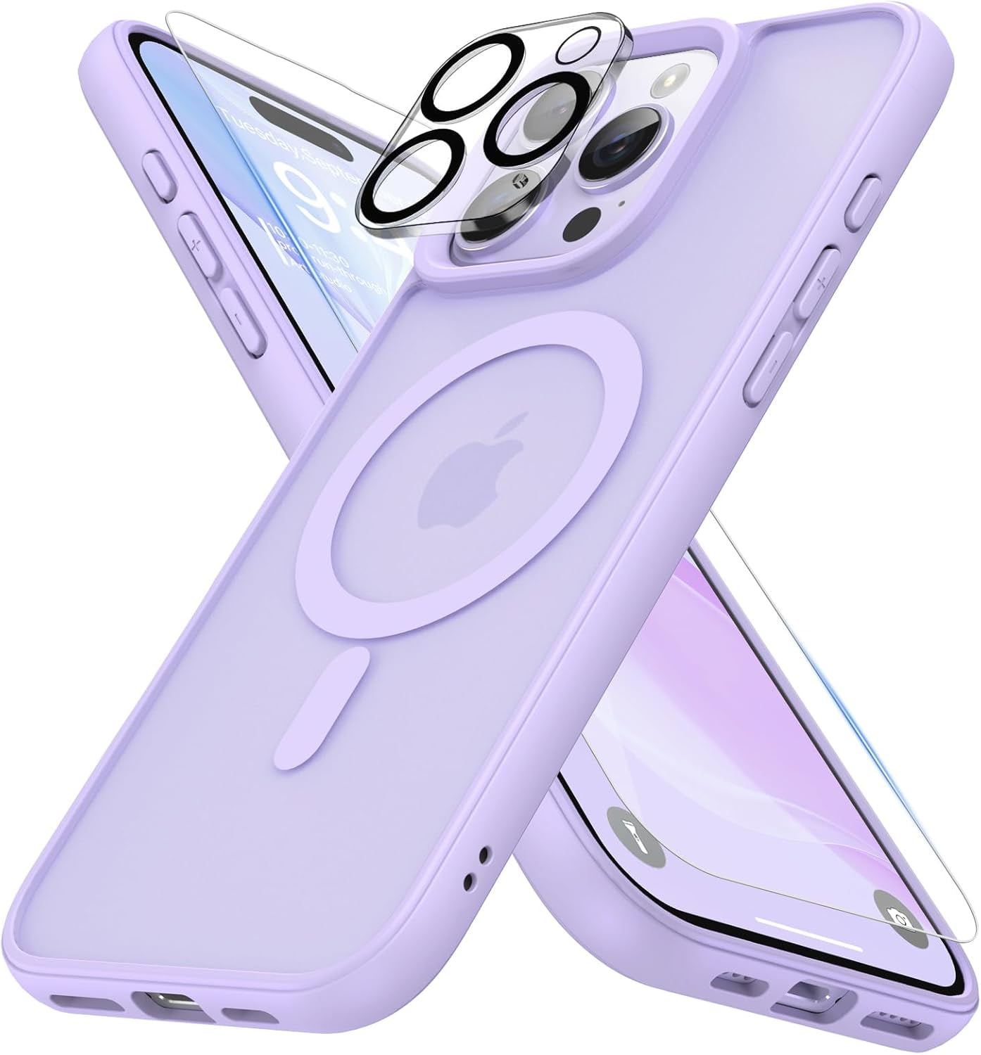 AIMIMI-Magnetic Shockproof For Iphone 16 Pro Max Case With Screen Protectors & Camera Cover ...