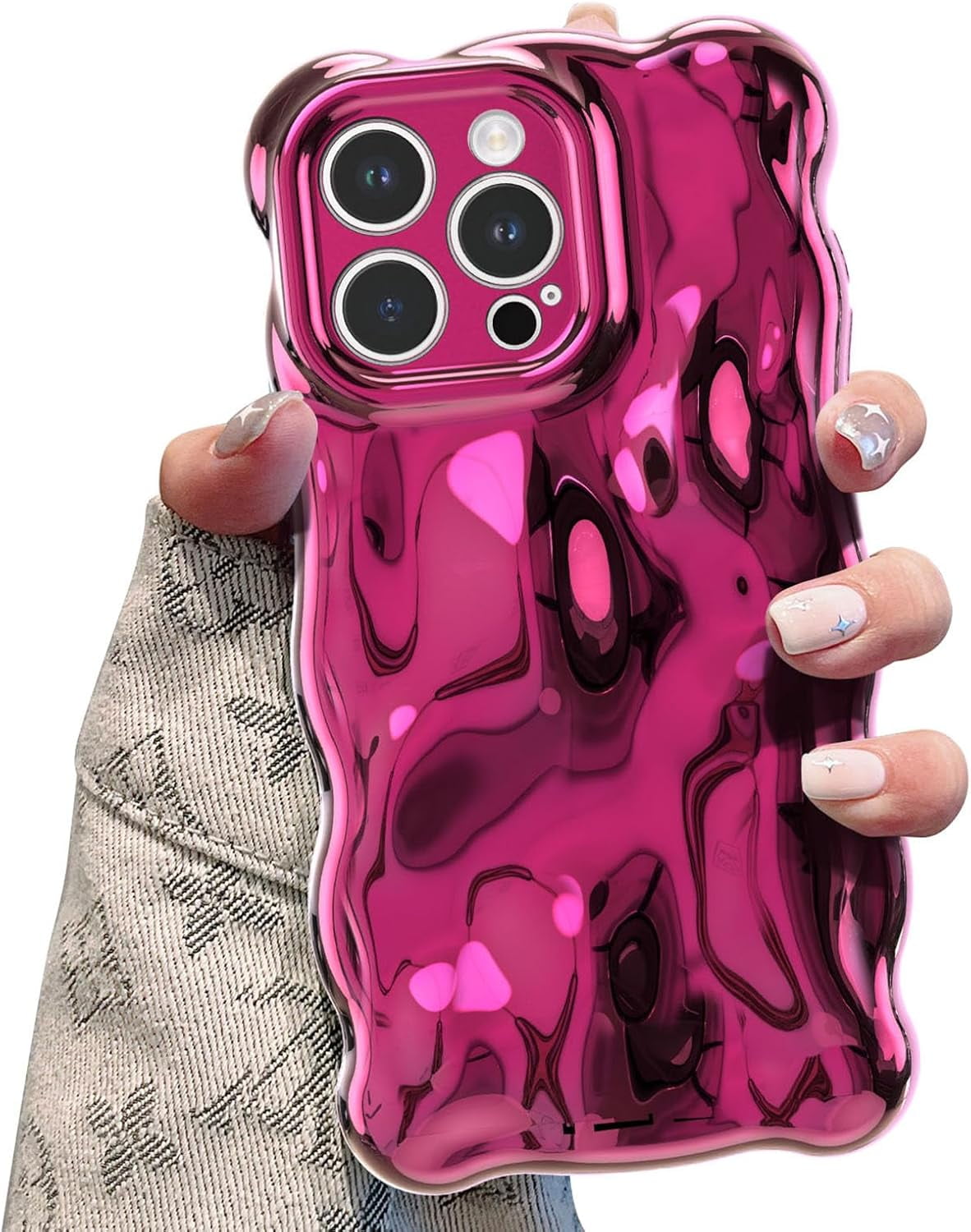 AIMIMI-Ripple Case For Iphone 16 Pro Max, Cute Silver Case Wave Shape ...